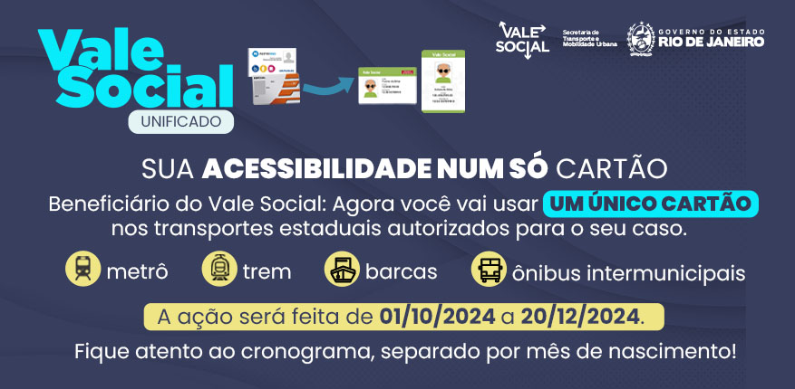 Vale Social: Cronograma para unificação dos cartões - SuperVia